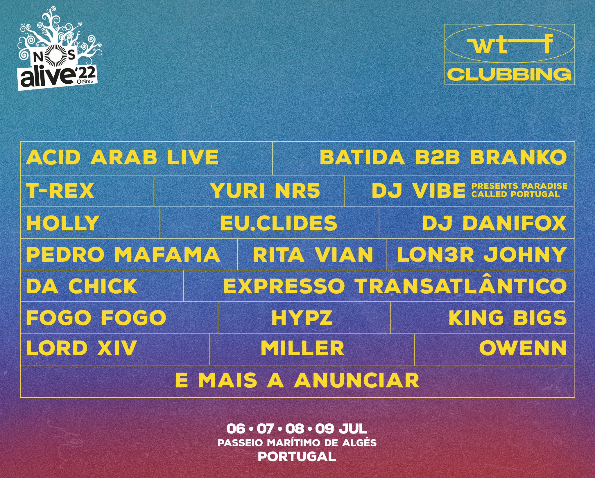 WTF Clubbing já tem cartaz definido para o NOS Alive