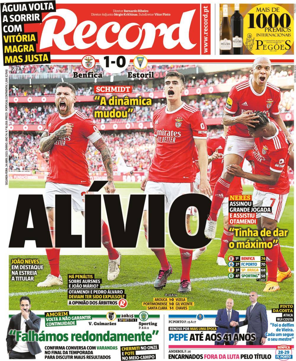 Record: Capa da Edição de segunda-feira, 24 de abril 2023