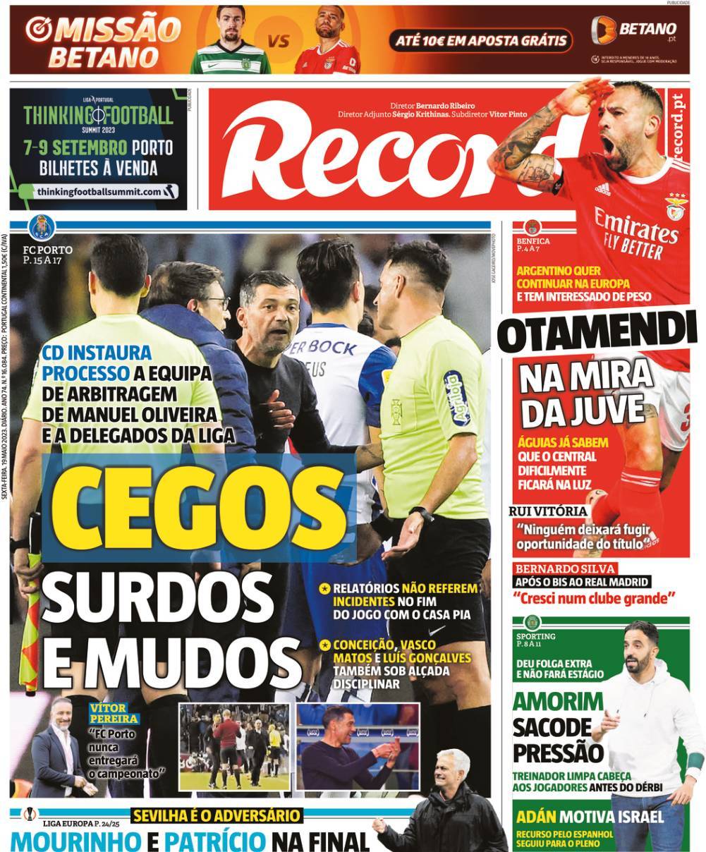 Record: Capa da Edição de sexta-feira, 19 de maio 2023