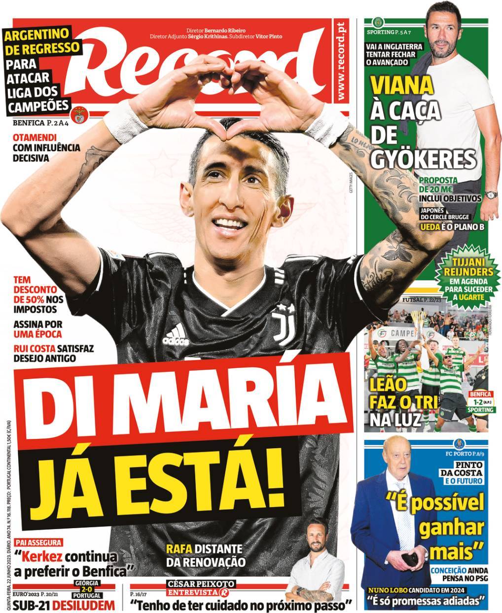 Record: Capa da Edição de quinta-feira, 22 de junho 2023