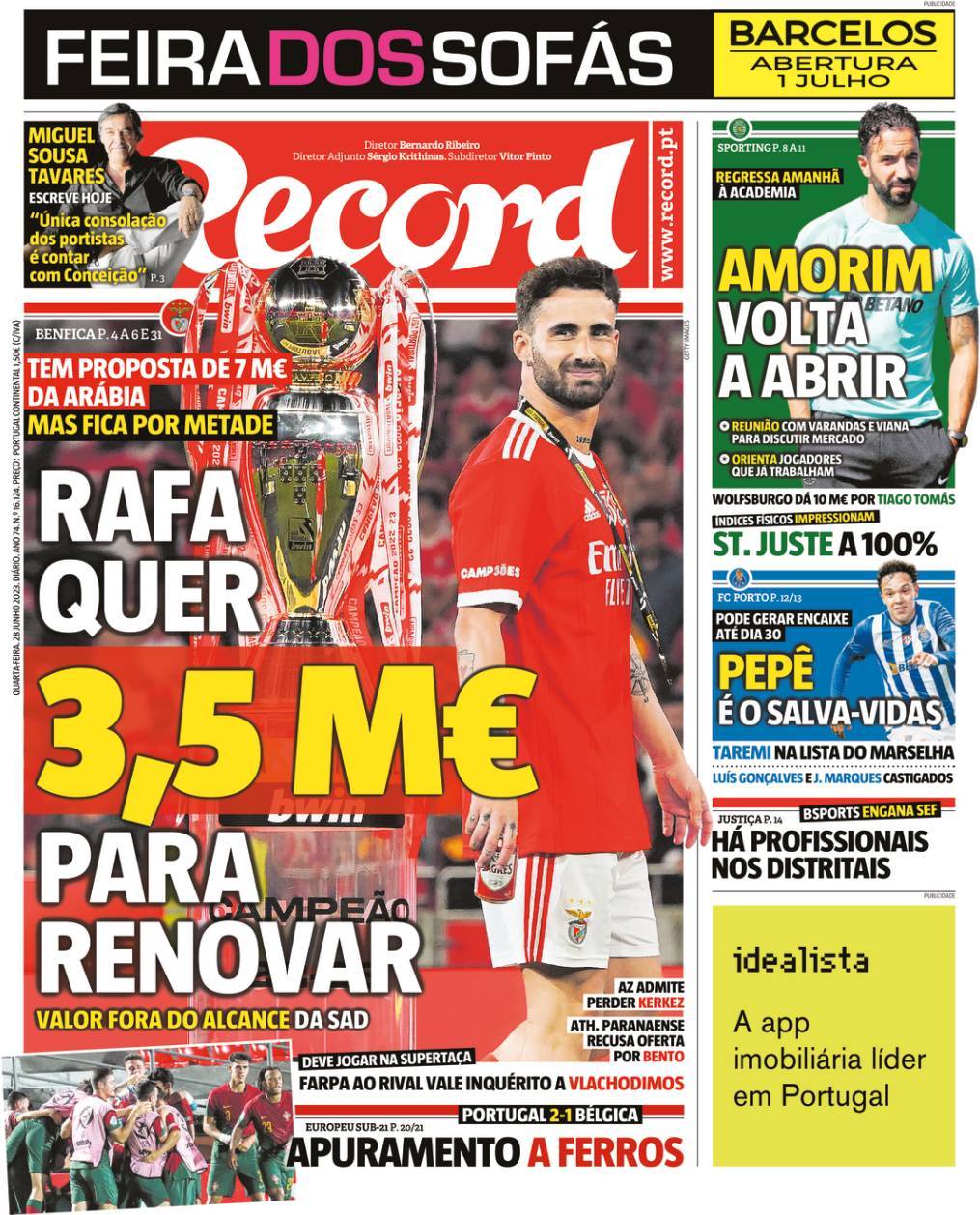 Record: Capa da Edição de quarta-feira, 28 de junho 2023